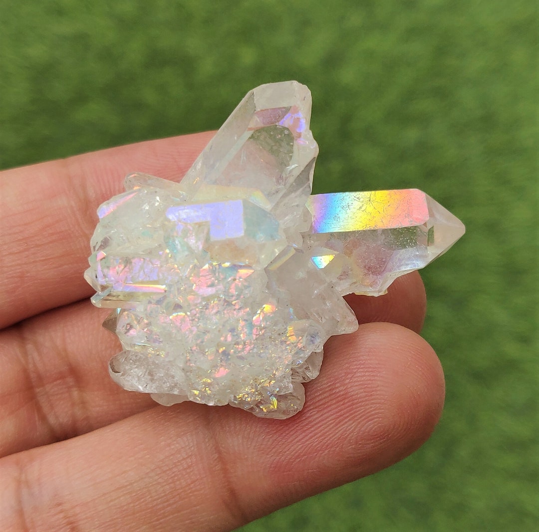 Angel Aura Cluster Rainbow Aura Quartz Cluster Healing Aura Quartz Sparkly Rainbow Aura Quartz ...