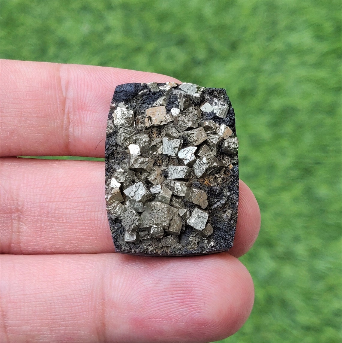 Natural Pyrite In Basalt Druzy Cabochon Brazilian Pyrite In | Etsy