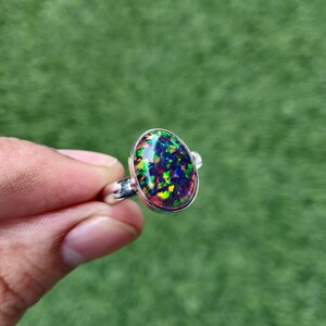 Amazing Black Opal Silver Ring - Solid 925 Sterling Silver Opal Ring - Handmade Silver Ring ...