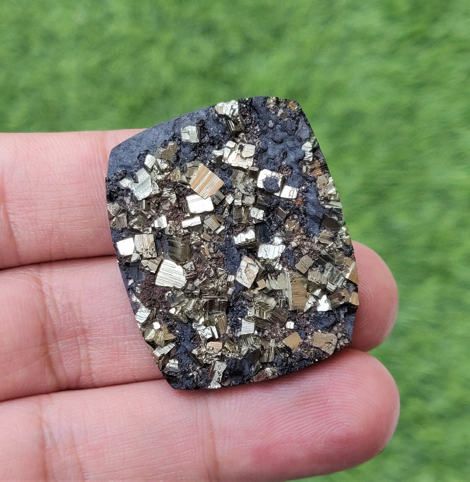 Natural Pyrite In Basalt Druzy Cabochon Brazilian Pyrite In | Etsy