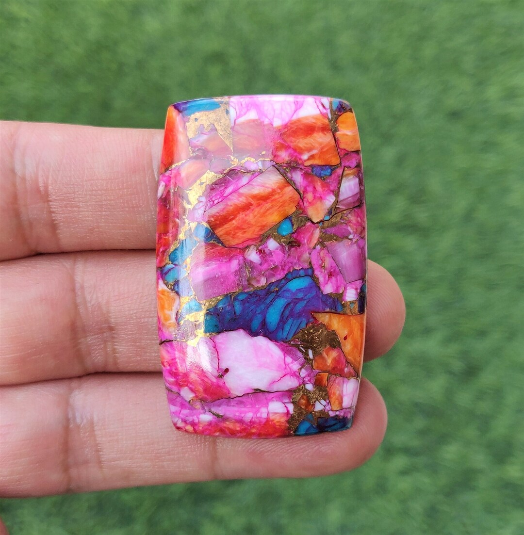 Pink Spiny Oyster Copper Turquoise Cabochon 29x47mm Pink Spiny Oyster ...