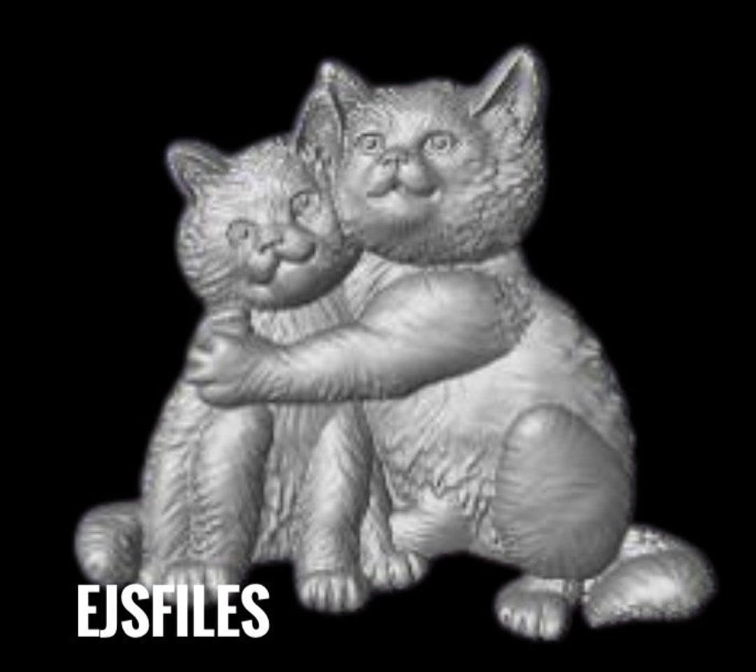 Cats Hugging 3D STL Model for Cnc - Etsy