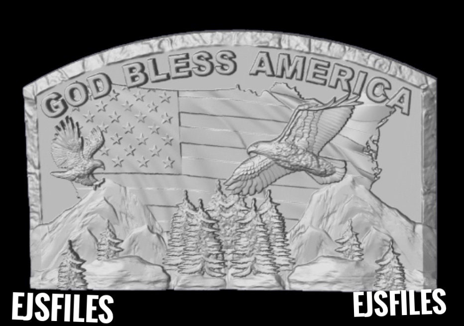 God Bless America 3D STL Model for Cnc - Etsy