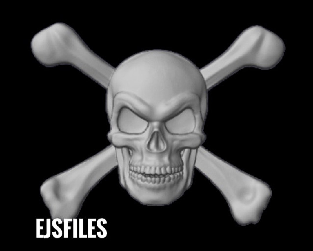 Skull and Crossbones 3D STL Model for Cnc - Etsy
