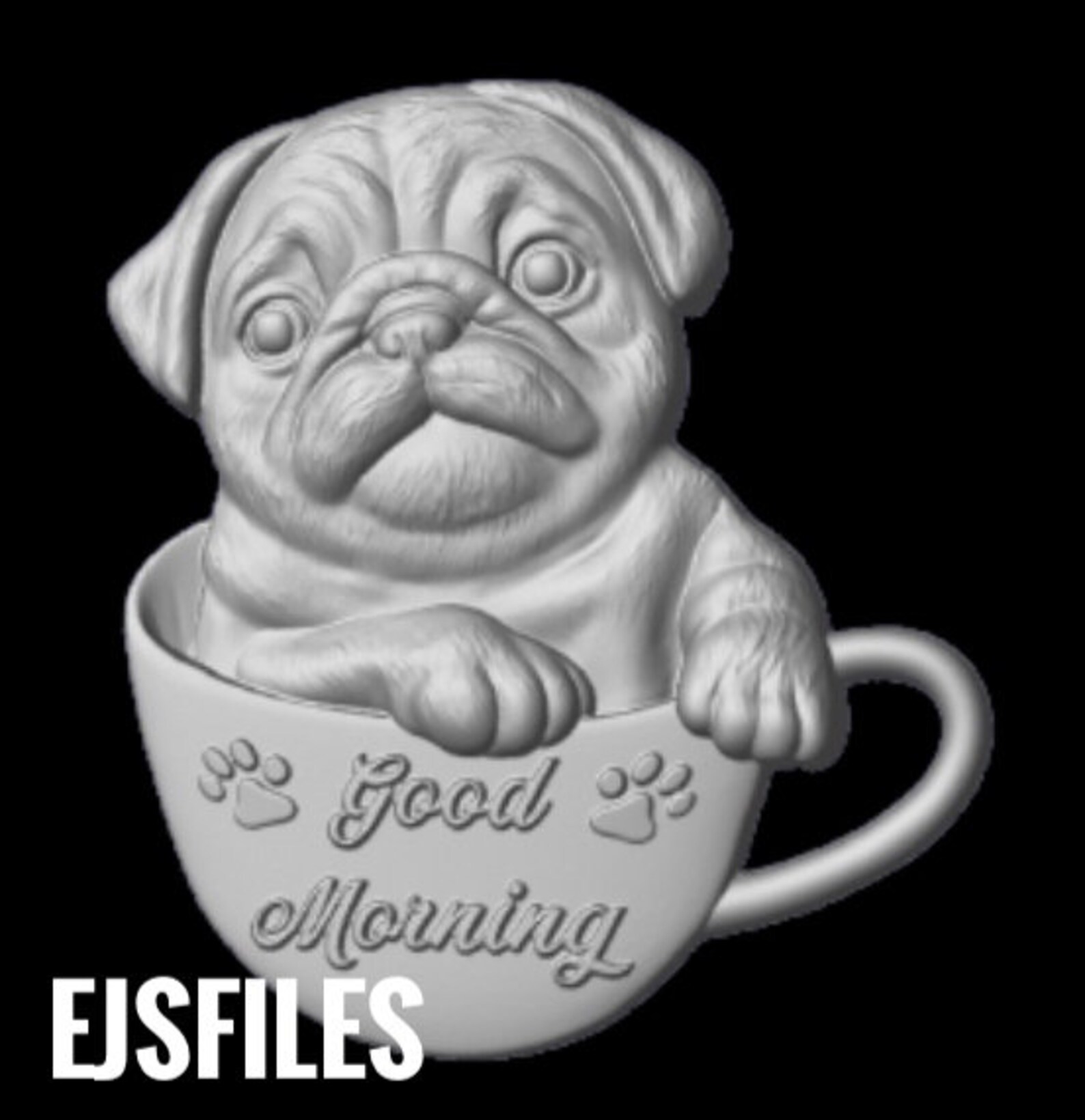 Good Morning Pug 3D STL Model for Cnc - Etsy