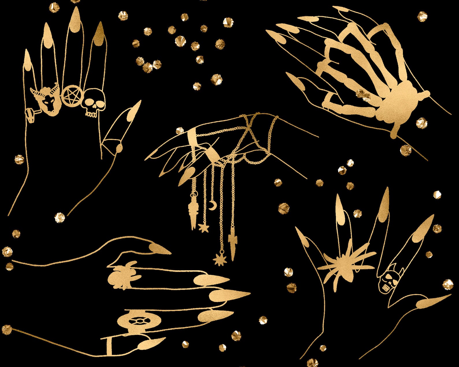 Wiccan Grimoire Digital Stickers, Witch Hands, Altar Kit Clipart ...