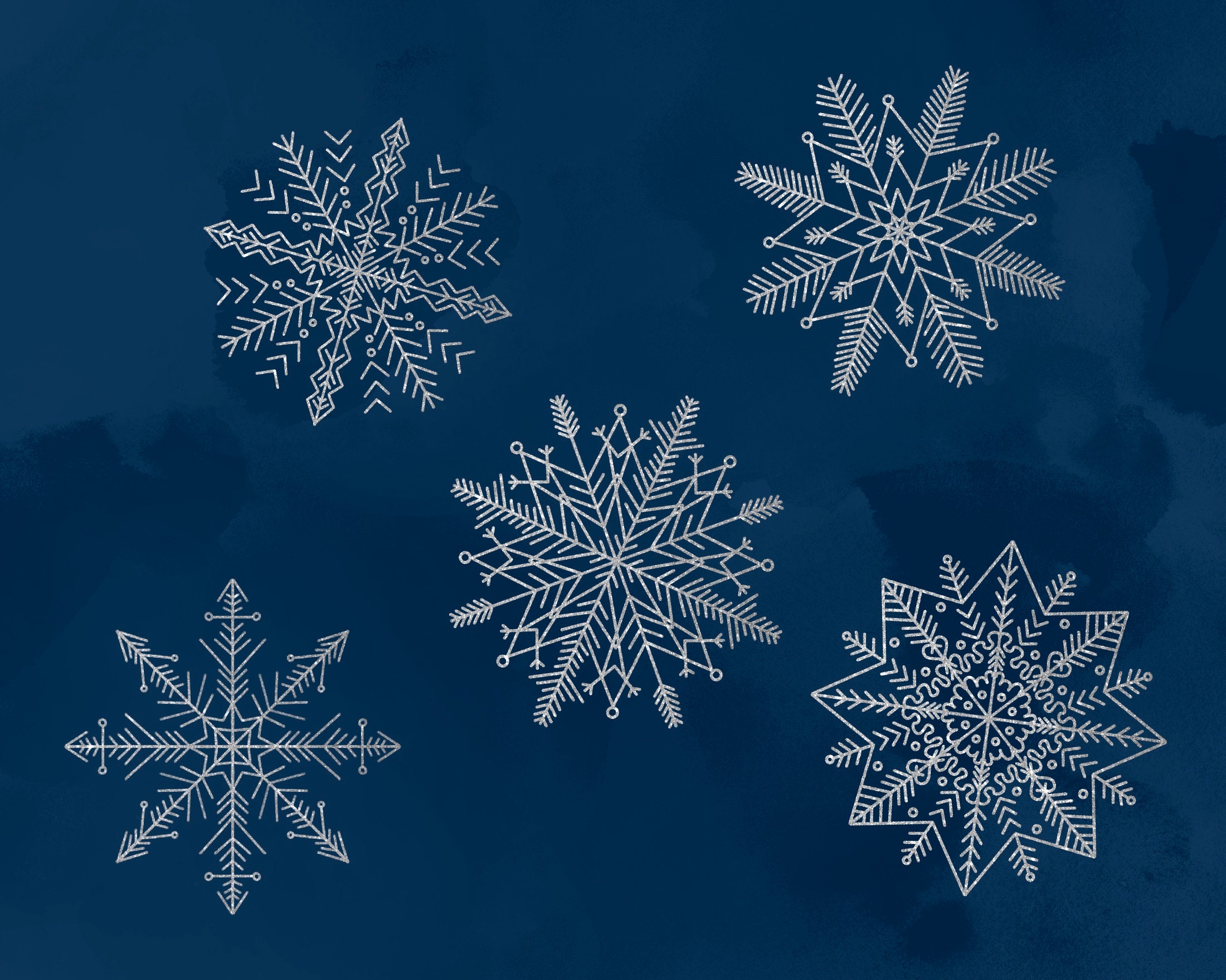 Winter Clip Art, Christmas Decor, Snowflakes Clip Art, Silver Glitter ...