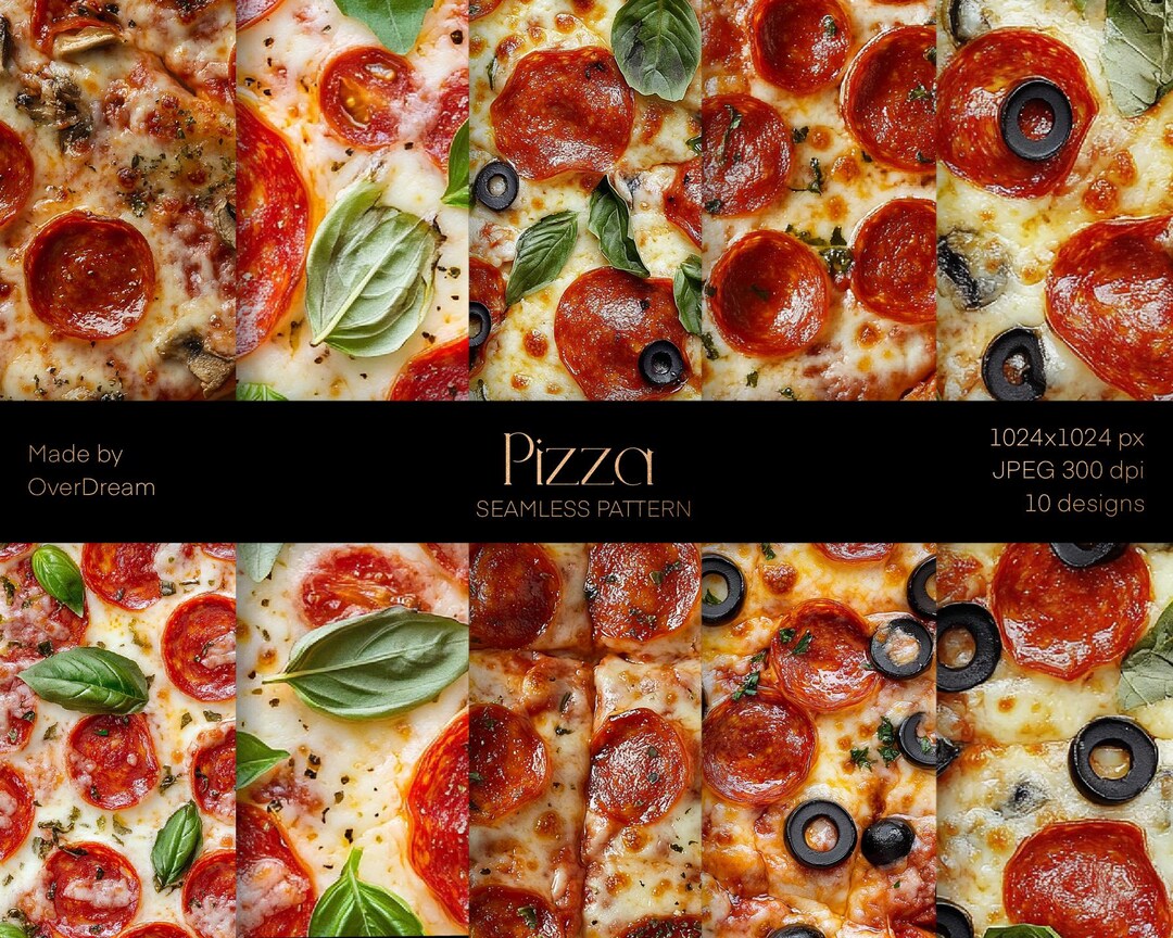 DIGITAL PAPER Bundle, Pizza Seamless Texture Pack, Scrapbooking Craft ...