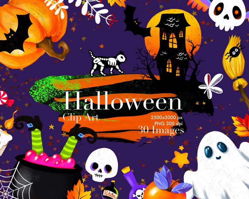 Halloween, Clip Art Bundle, Digital Planner, Party Decor, , Paper Goods ...