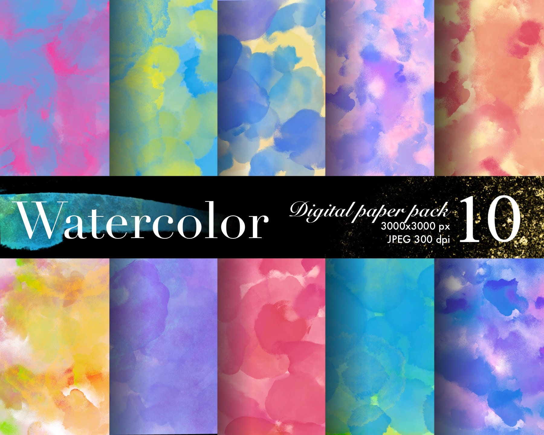 Digital Paper BUNDLE Water Color Texture Pack Pain Scrapbook - Etsy