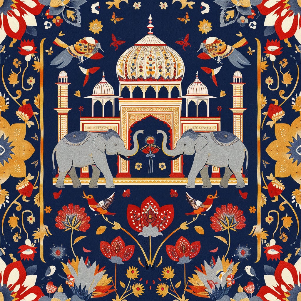 Magestic India Design, Printable File, Architecture Elements Seamless ...