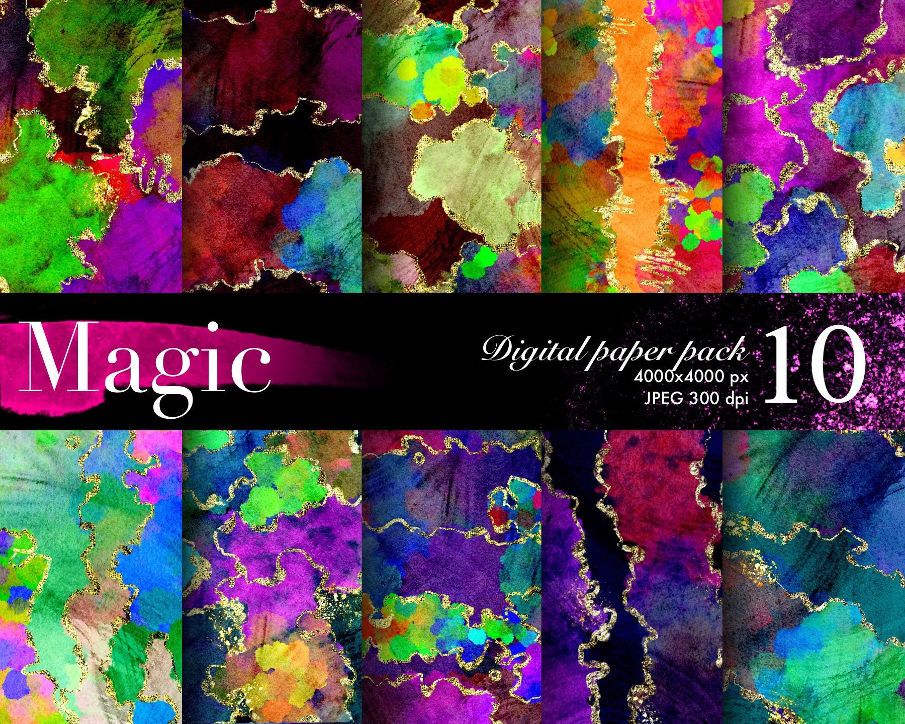 Digital Paper BUNDLE, Magic Texture Pack, Magic Scrapbook Paper, Rock ...