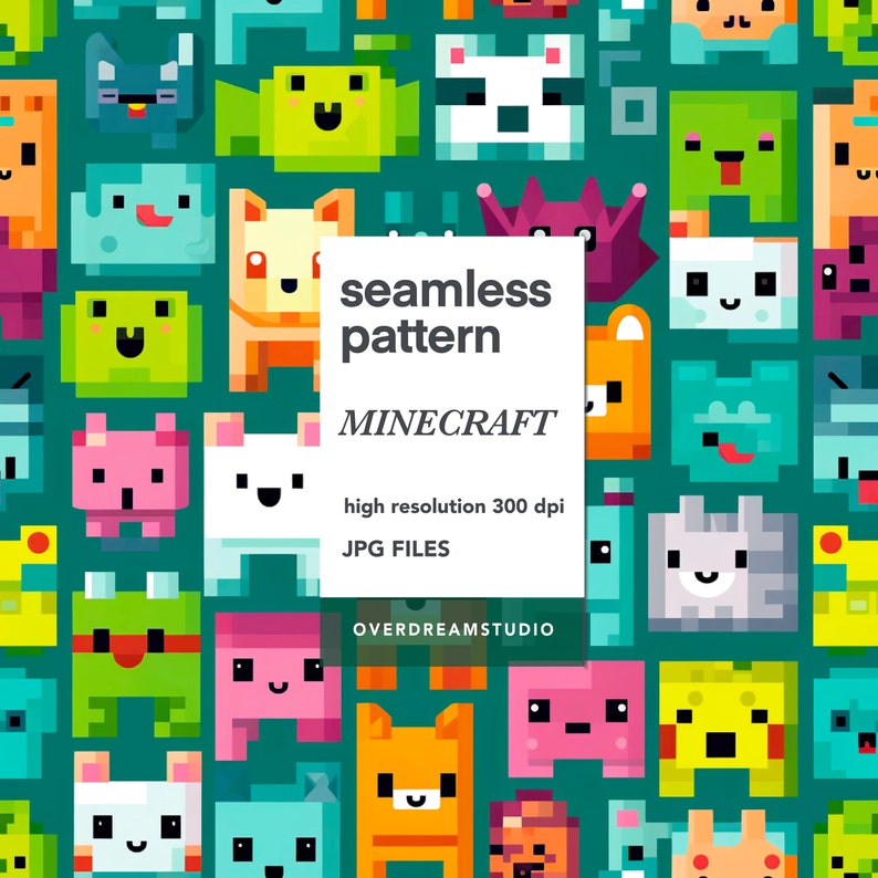 Minecraft Seamless Pattern, Kids Digital Paper, Minecraft Design ...