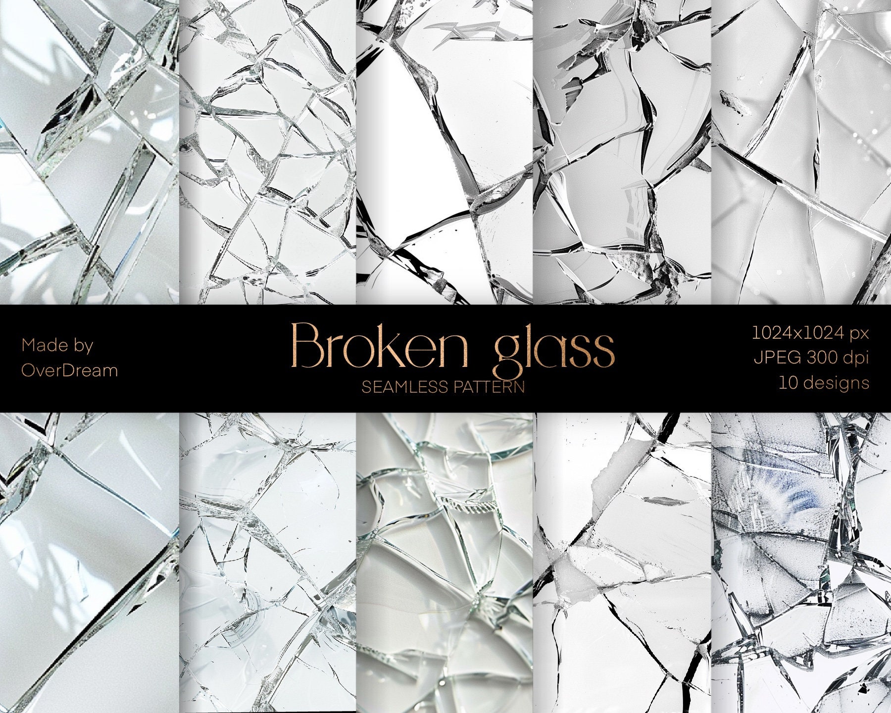 Broken Glass Texture Digital Paper, Printable File, Glass Elements ...
