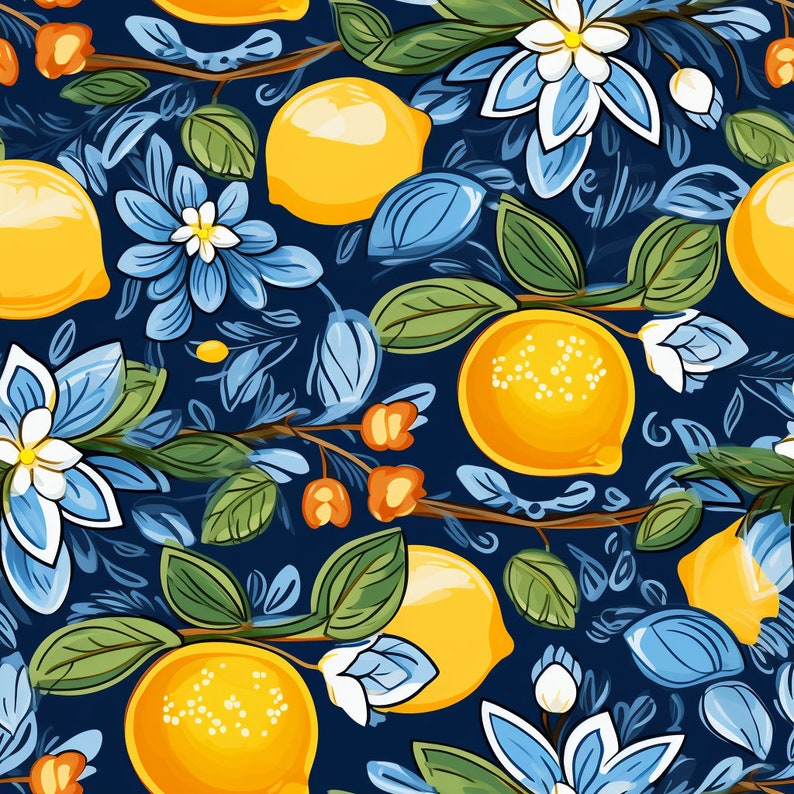 Amalfi Seamless Pattern Set Printable Wrapping Paperlemon - Etsy