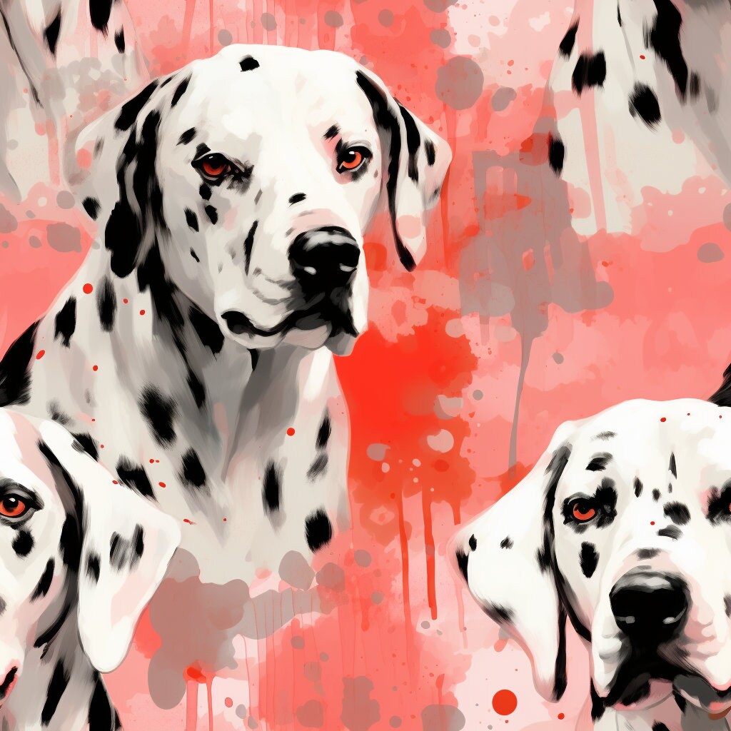 Seamless Watercolour Dalmatians Digital Paper, Seamless Pattern, Pink ...