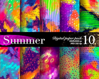 DIGITAL PAPER Bundle, Rainbow Texture Pack, Scrapbooking Craft Supplies ...