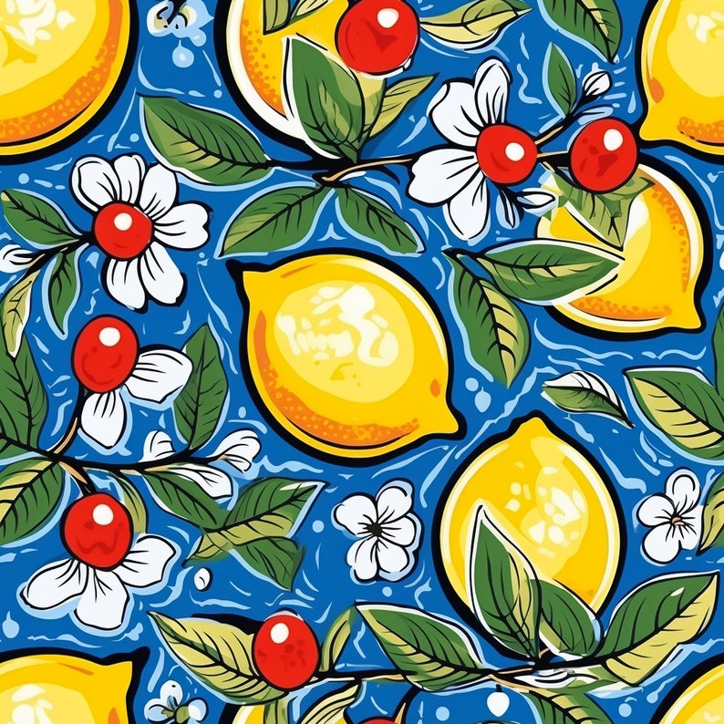 Amalfi Seamless Pattern Set Printable Wrapping Paperlemon - Etsy