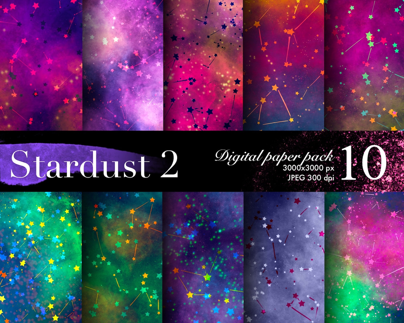 DIGITAL PAPER Bundle, Galaxy Texture Pack, Scrapbooking Craft Supplies ...