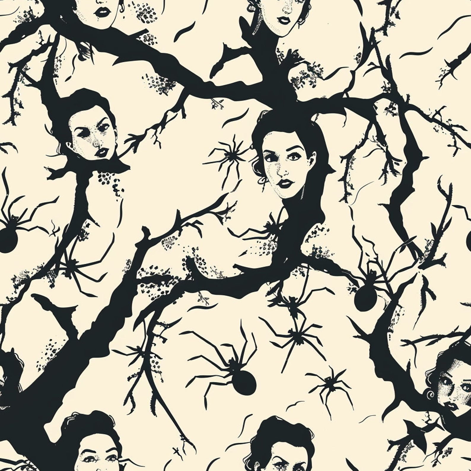 Happy Widow Seamless Pattern Pack, Scrapbooking Craft Supplies, Gothic ...
