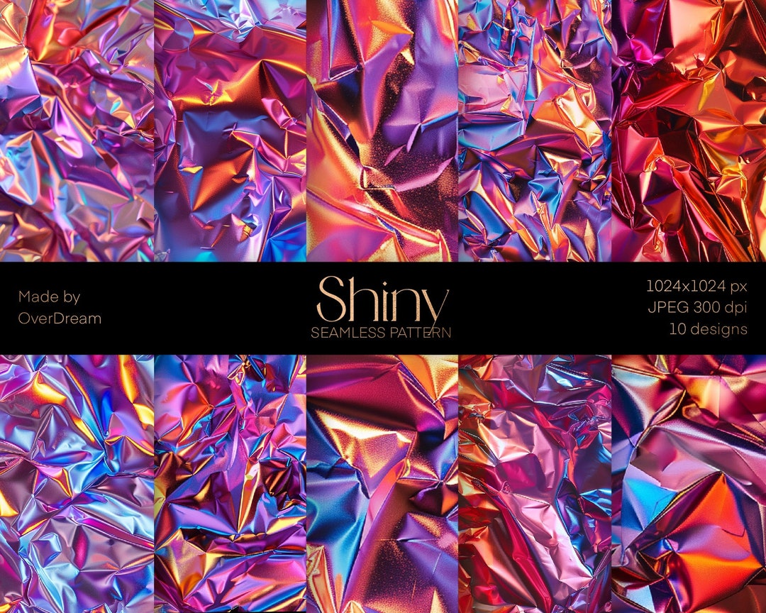 Shiny Digital Paper, Holographic Seamless Pattern, Holo Paper Pack ...