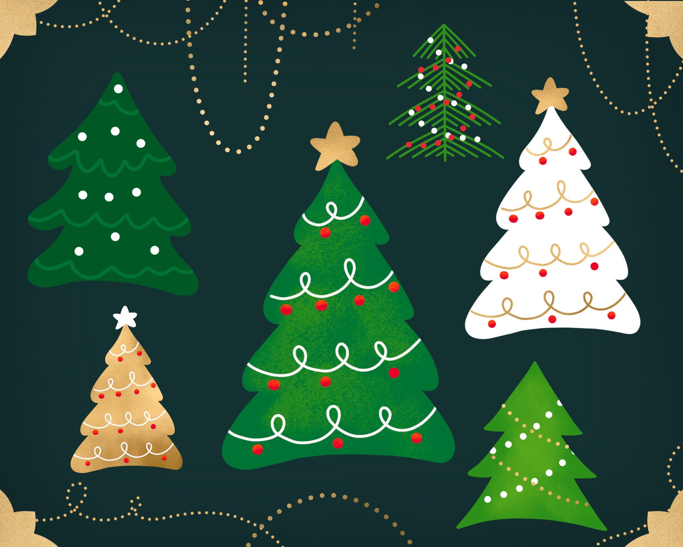 Christmas Clip Art, Christmas Tree Decor, Winter Themed Decor, Xmas ...