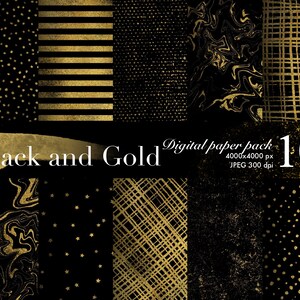 DIGITAL PAPER Bundle, Black and Gold Texture Pack, Scrapbooking Craft ...