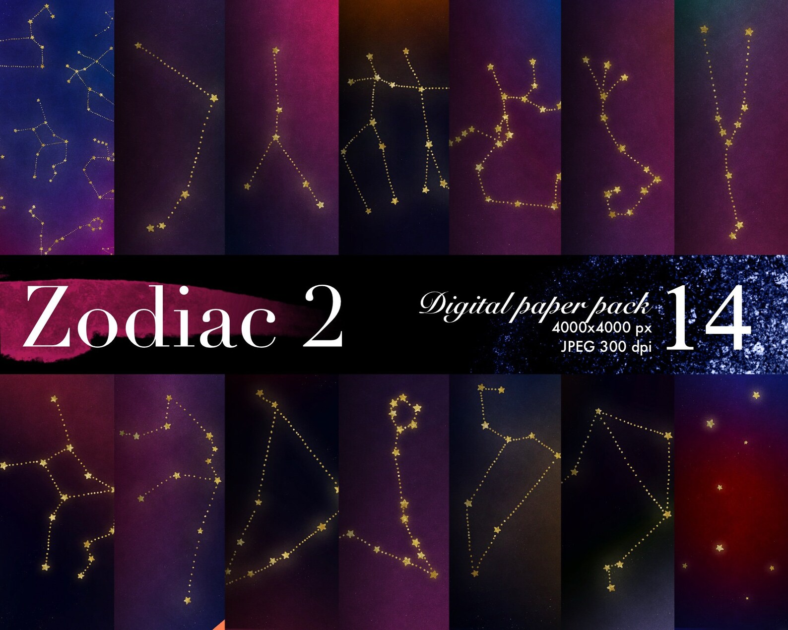 Texture BUNDLE, Constellation Texture Pack, Scrapbooking Craft Supplies ...