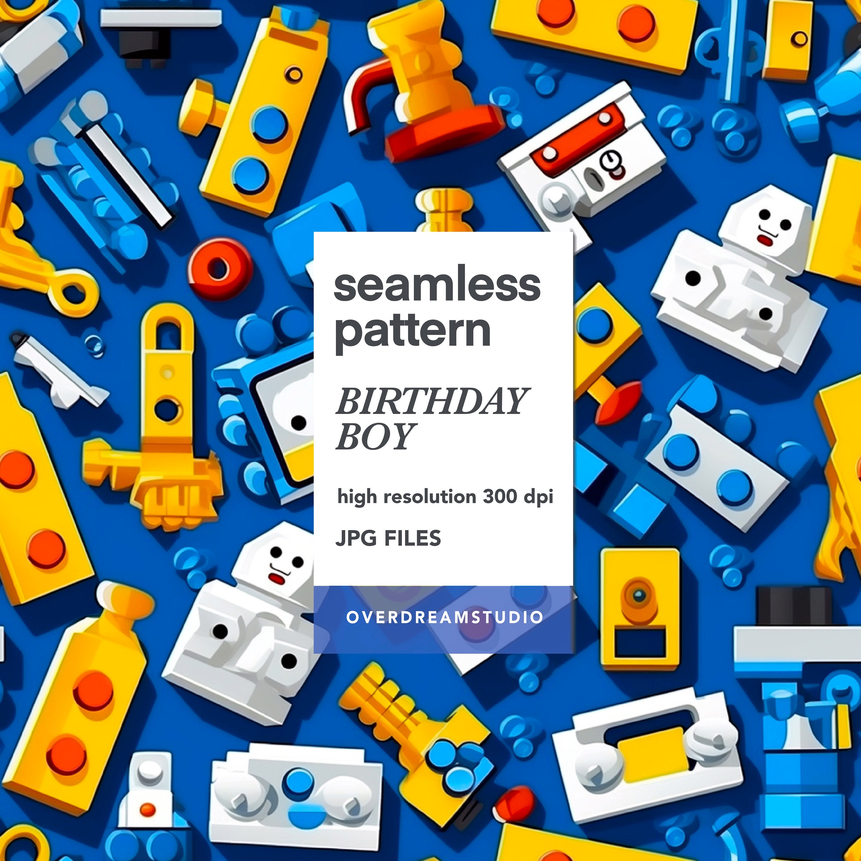Birthday Boy Seamless Pattern, Kids Digital Paper, Lego Design Clipart ...