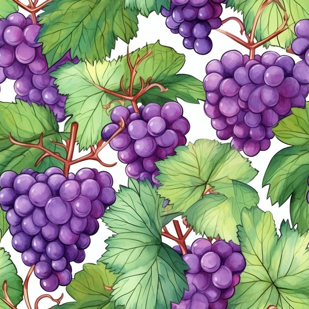 Grape Seamless Pattern, Digital Paper, Seamless Pattern, Fruit Paper ...