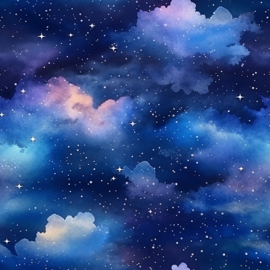 Vanilla Sky Seamless Pattern, Printable Wrapping Paper, Space Decor ...