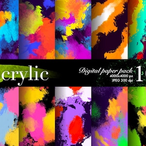 DIGITAL PAPER Bundle, Acrylic Texture Pack, Scrapbooking Craft Supplies ...