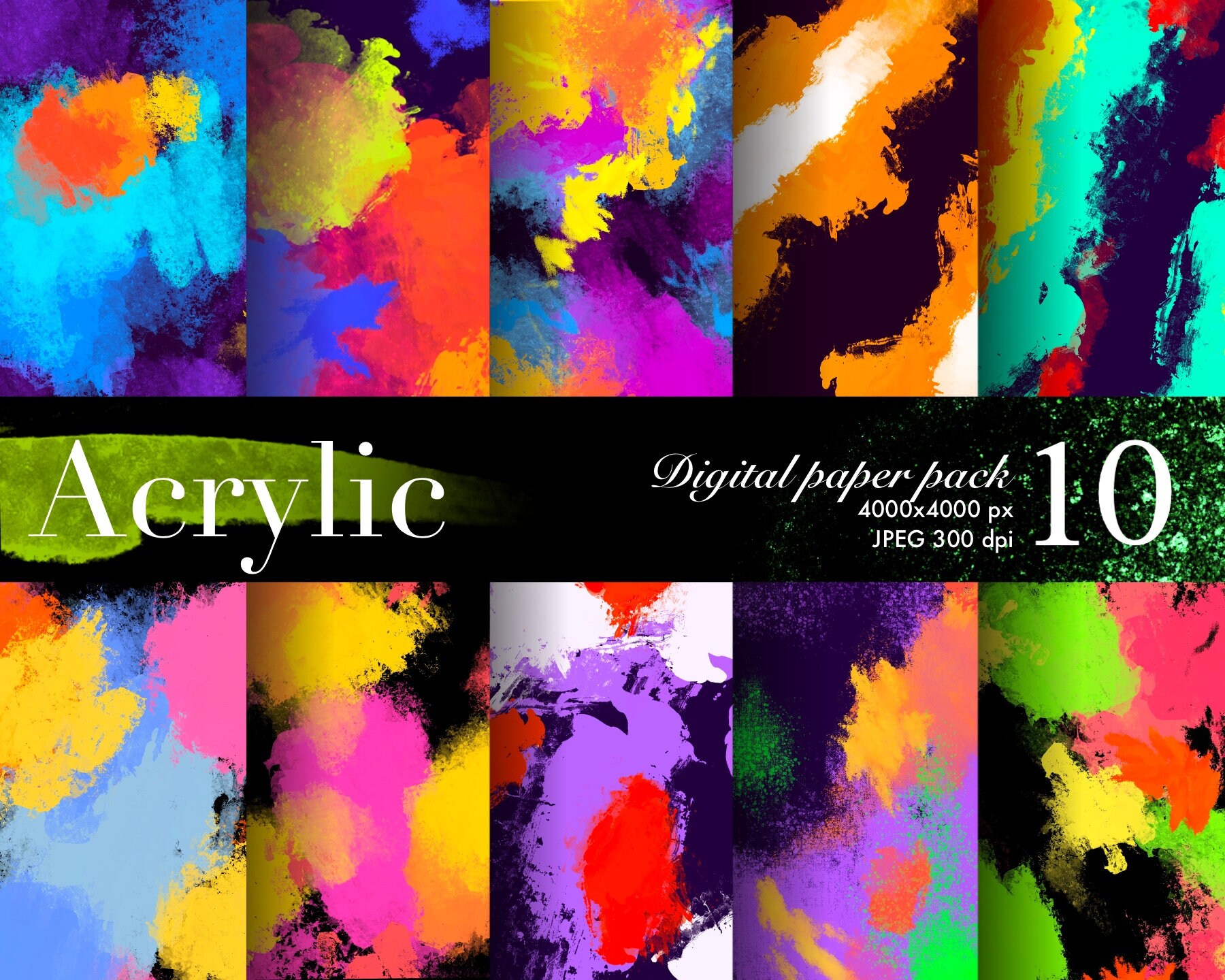 DIGITAL PAPER Bundle, Acrylic Texture Pack, Scrapbooking Craft Supplies ...