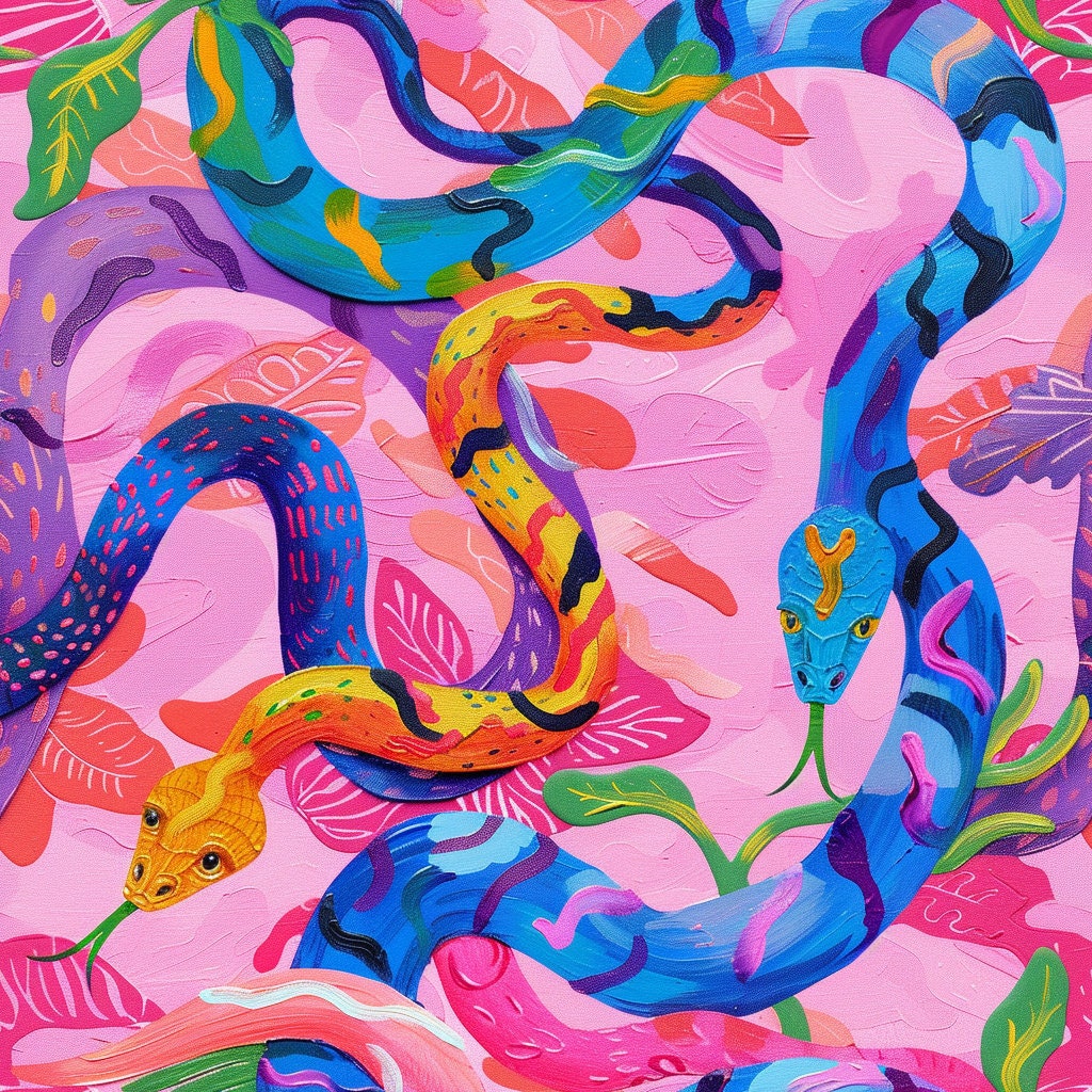 Snakes Digital Paper, Snake Seamless Pattern, Acrylic Paint Paper ...