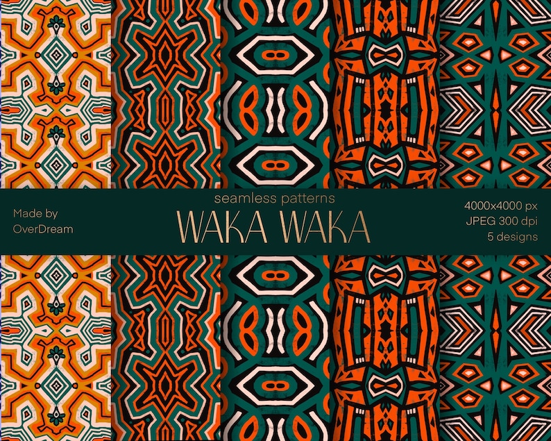 WAKA WAKA Seamless Pattern Set, Texture Pack, Printable Wrapping Paper ...