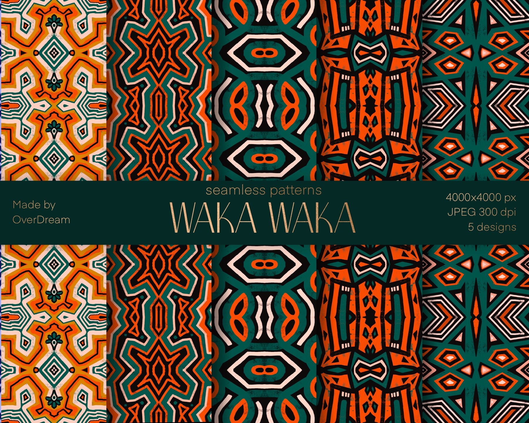 WAKA WAKA Seamless Pattern Set, Texture Pack, Printable Wrapping Paper ...