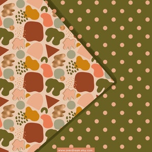 Earth Tones Boho Seamless Patterns, Abstract Shapes Digital Paper ...
