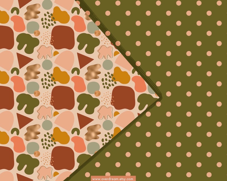 Earth Tones Boho Seamless Patterns, Abstract Shapes Digital Paper ...