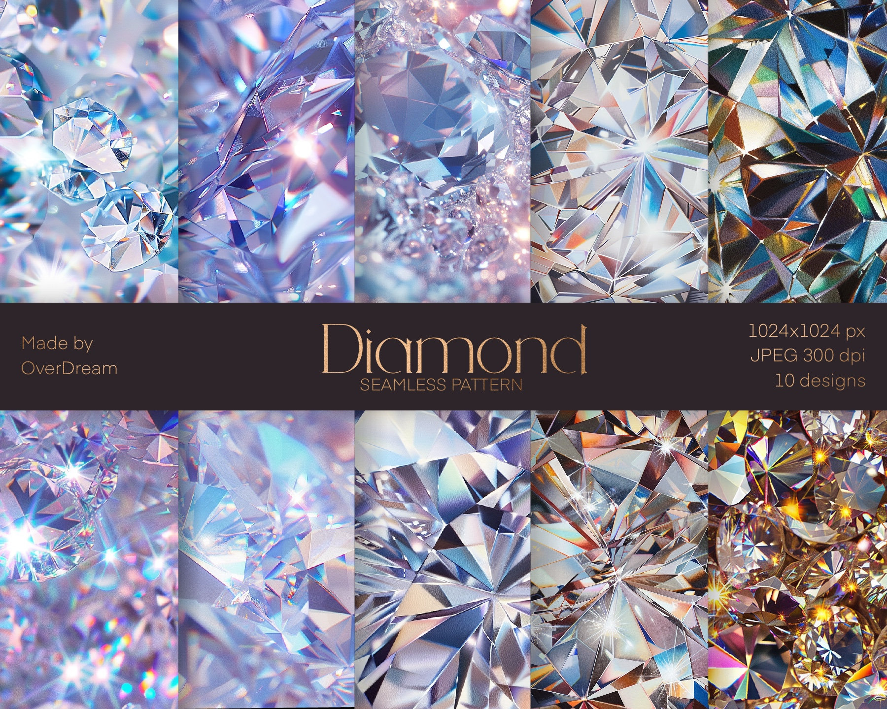 Diamond Digital Paper, Diamond Seamless Pattern, Diamonds Paper Pack ...