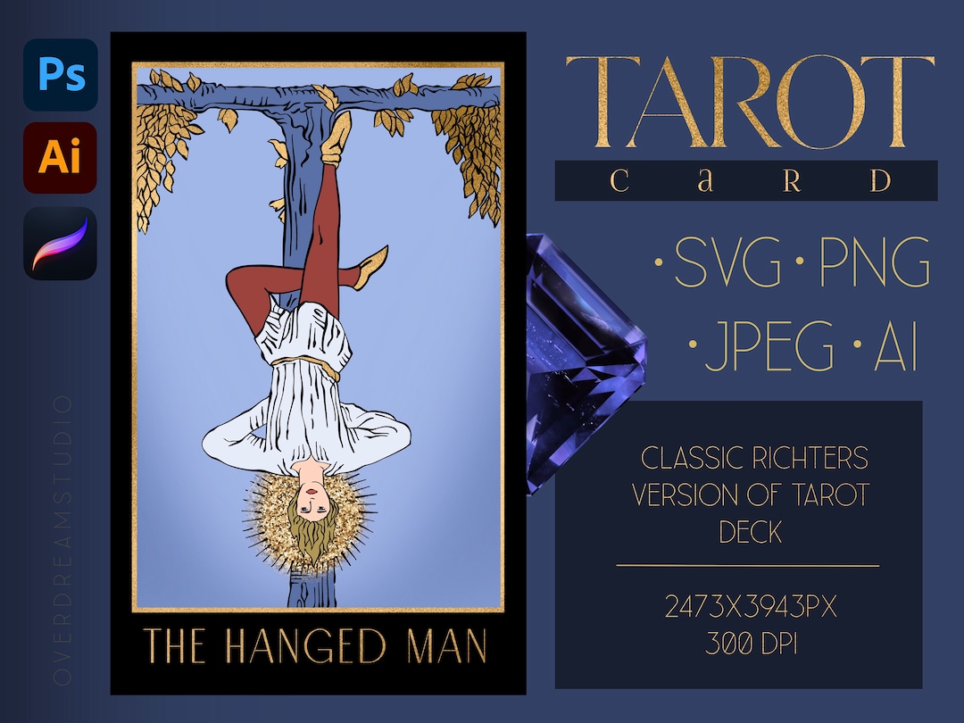 The Hanged Man, Tarot Card, Printable Tarot, Tarot SVG, Tarot Classic ...
