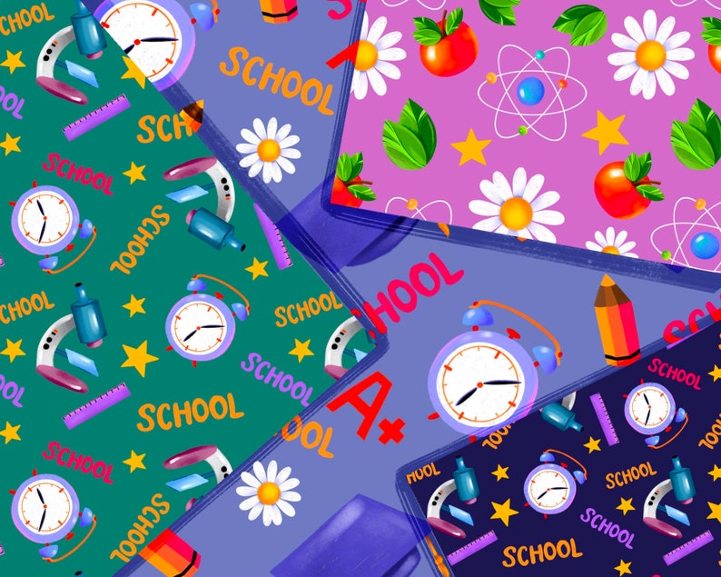 Back to School, Seamless Pattern Set, Texture Pack, Printable Wrapping ...