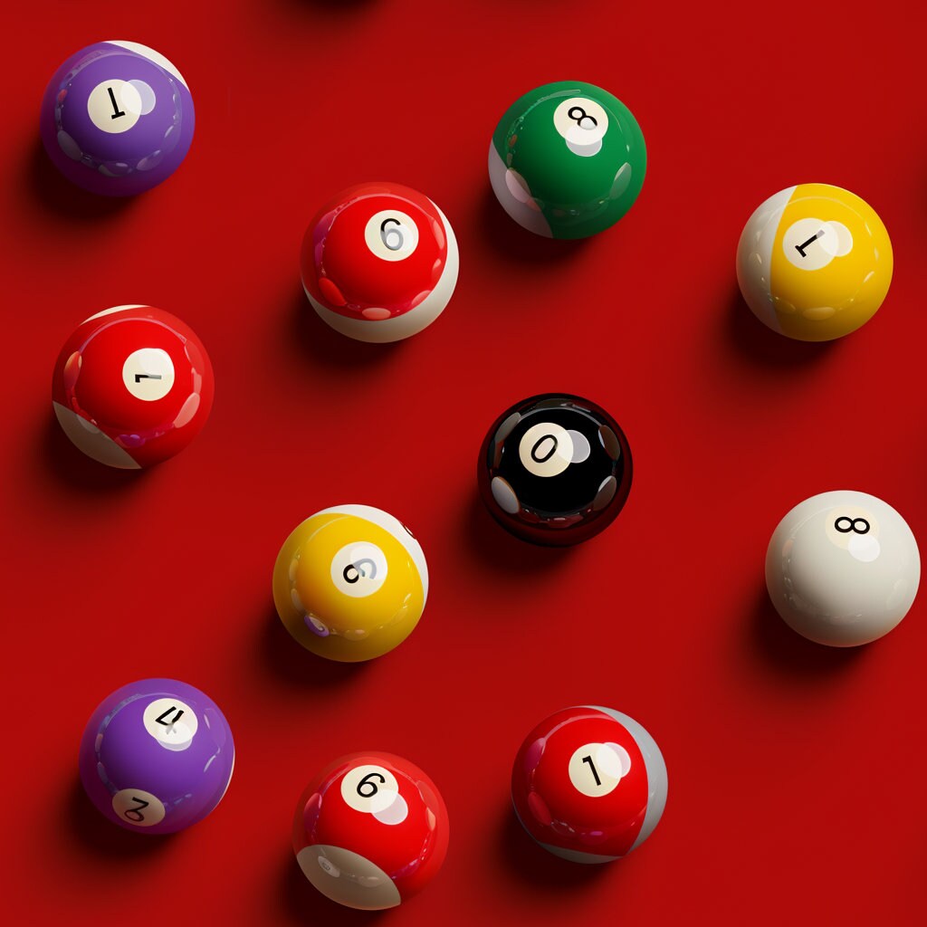 Billiard Pool Digital Paper, Printable File, Balls Elements Seamless ...
