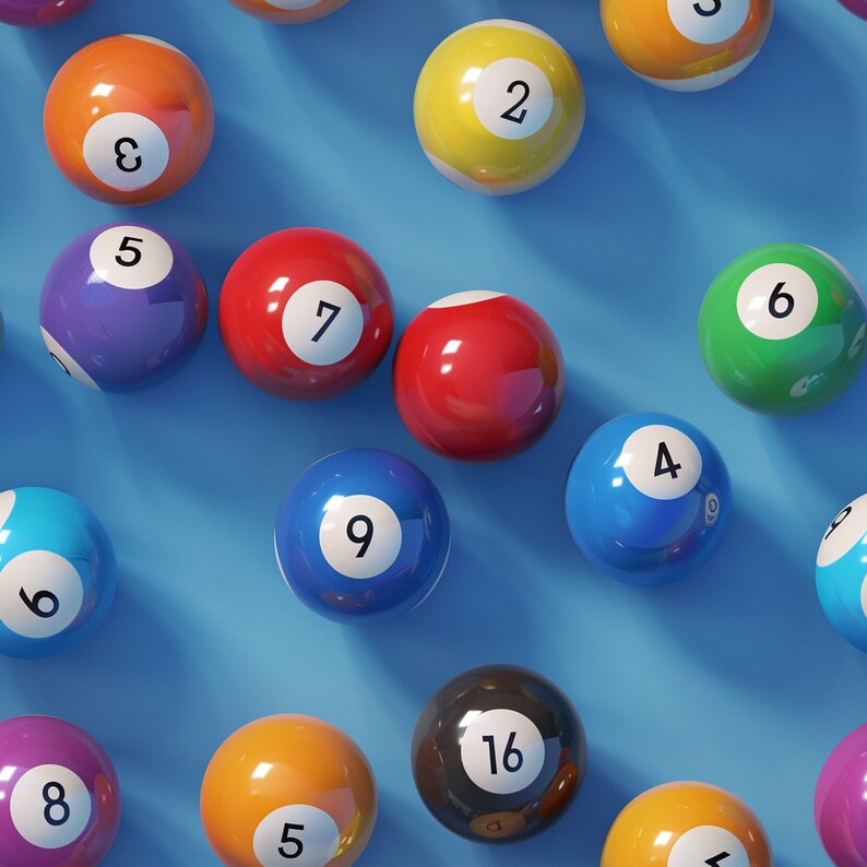Billiard Pool Digital Paper, Printable File, Balls Elements Seamless ...
