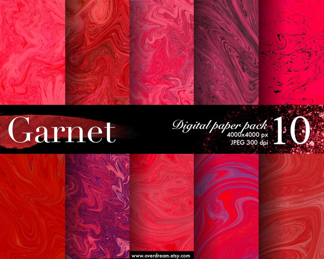 Ruby Gem, Garnet Paper, Red Marble Texture Pack, Digital Scrapbooking ...