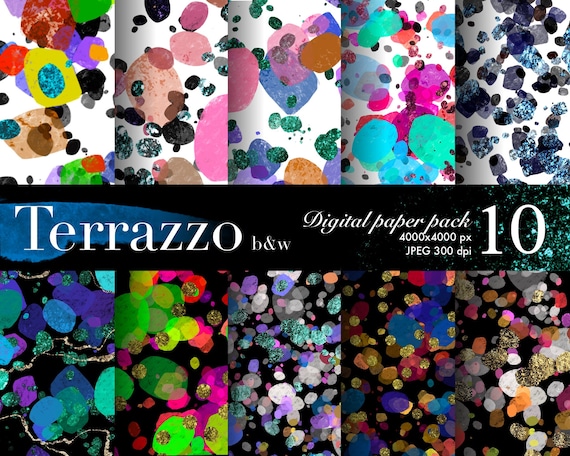 DIGITAL PAPER Bundle Terrazzo Texture Pack Scrapbooking | Etsy