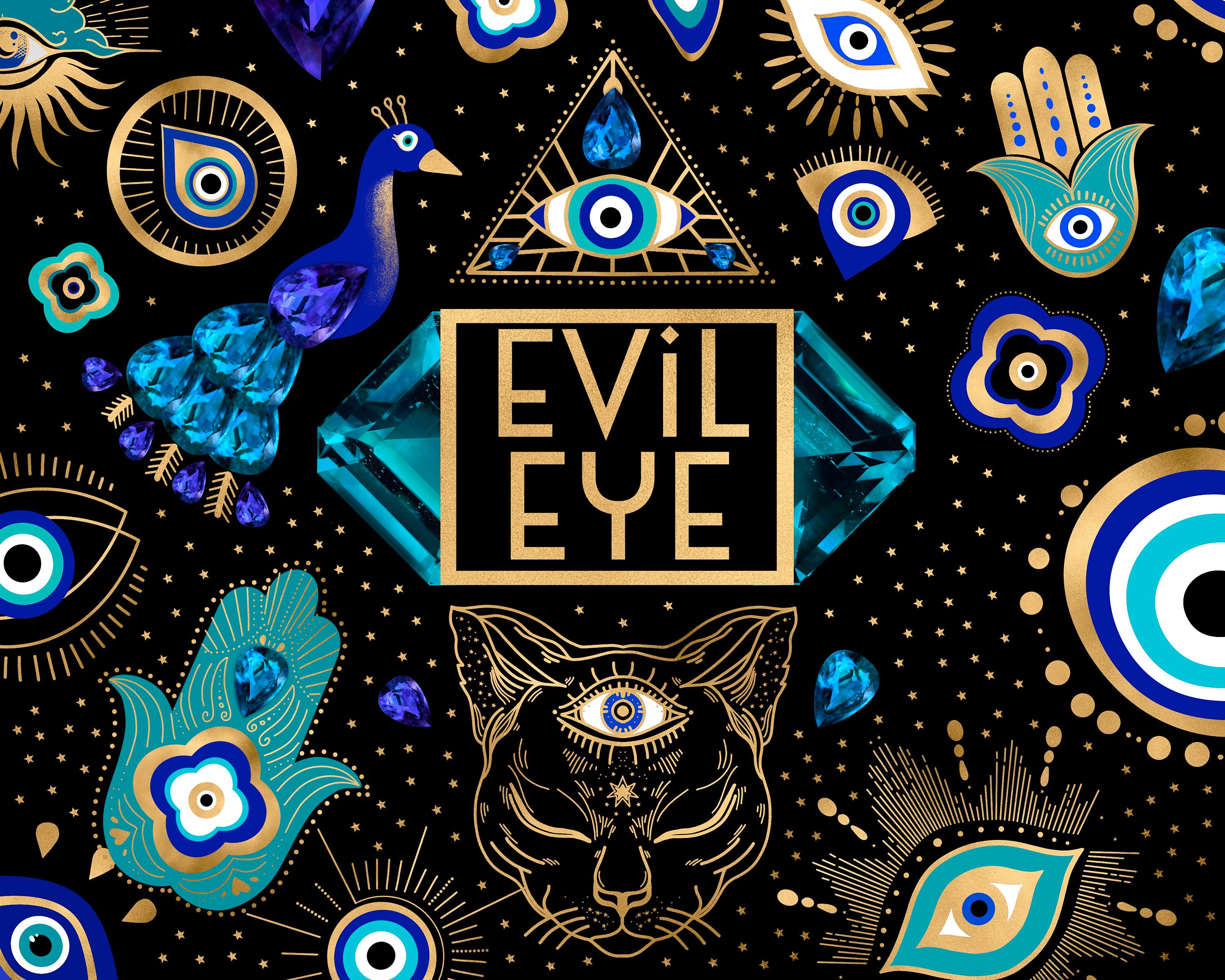 Evil Eye, Seamless Pattern Set, Printable Wrapping Paper, Turchish Eye ...