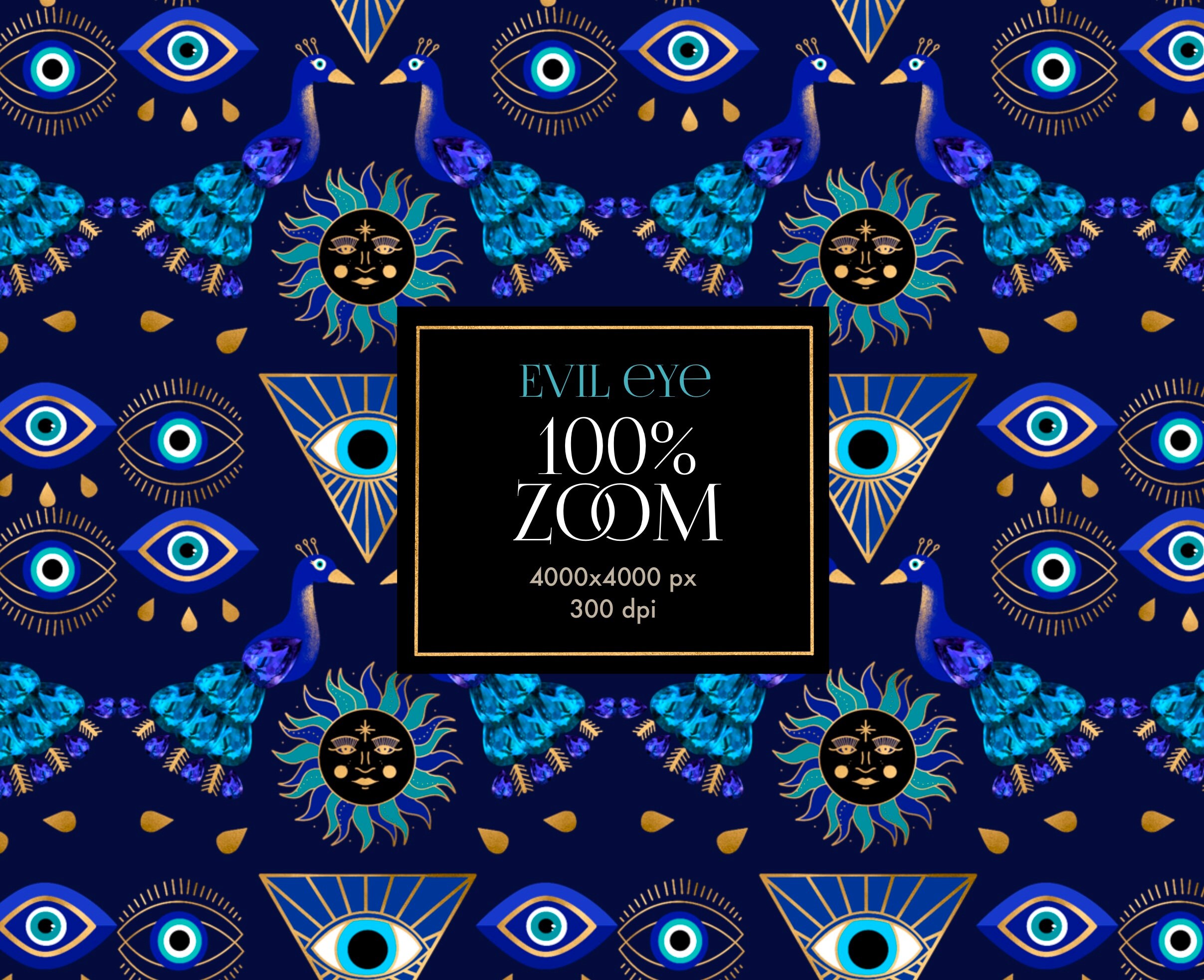Evil Eye, Seamless Pattern Set, Printable Wrapping Paper, Turchish Eye ...