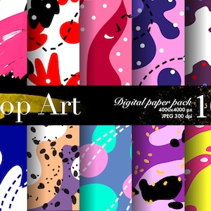 DIGITAL PAPER Bundle, Pop Art Texture Pack, Scrapbooking Craft Supplies ...