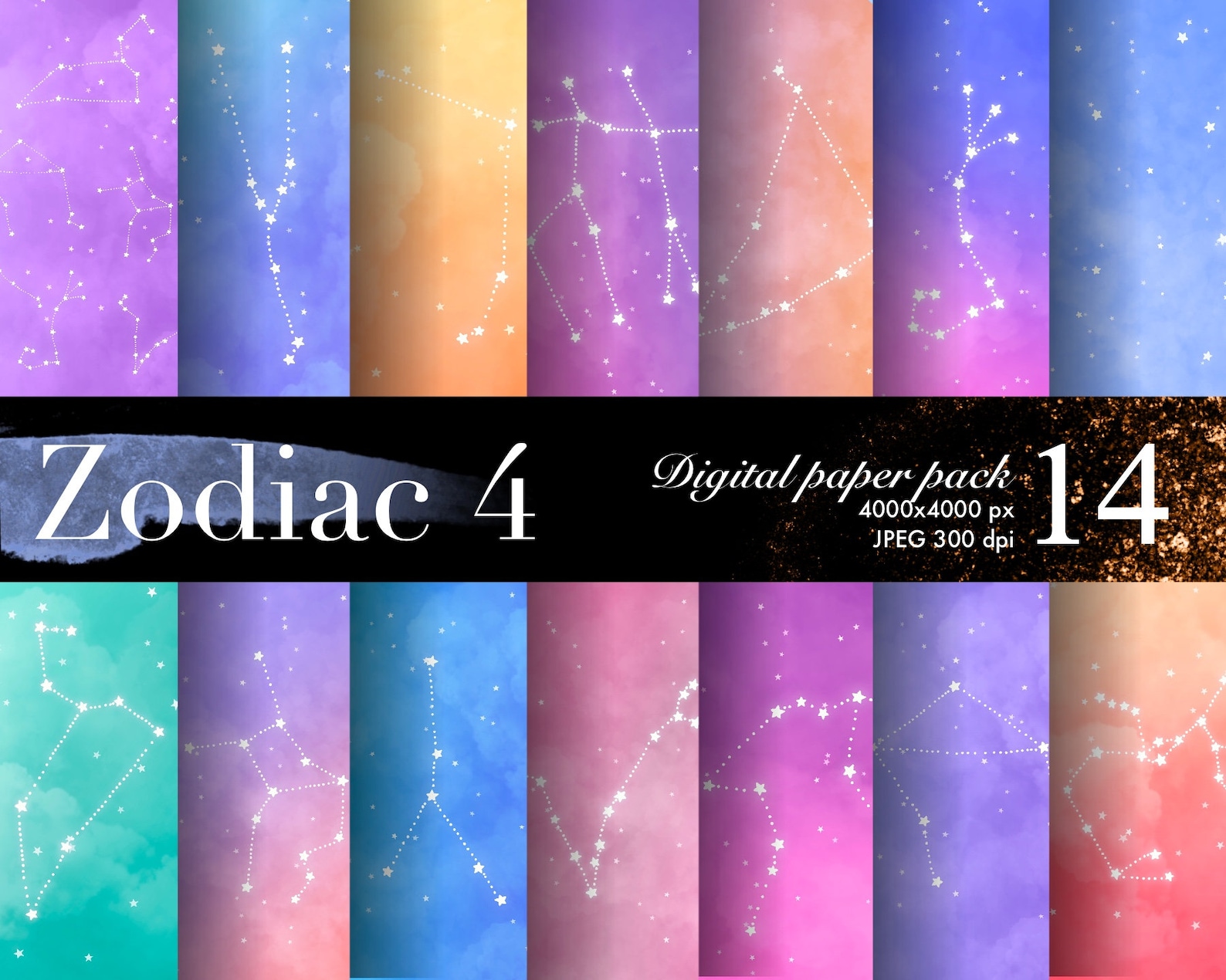 Texture BUNDLE, Constellation Texture Pack, Scrapbooking Craft Supplies ...