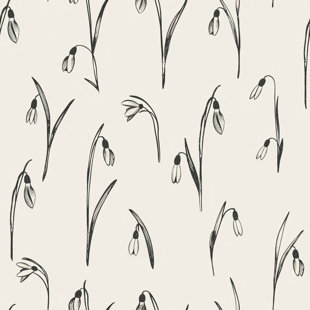 Snowdrop Design, Printable File, Floral Elements Seamless Pattern ...